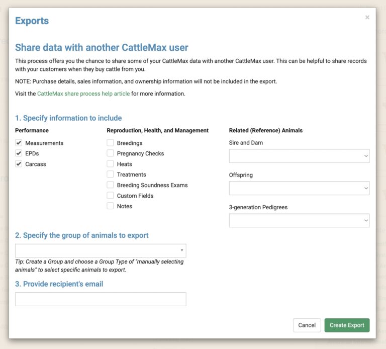 Sharing a copy of your CattleMax records with your customers - CattleMax