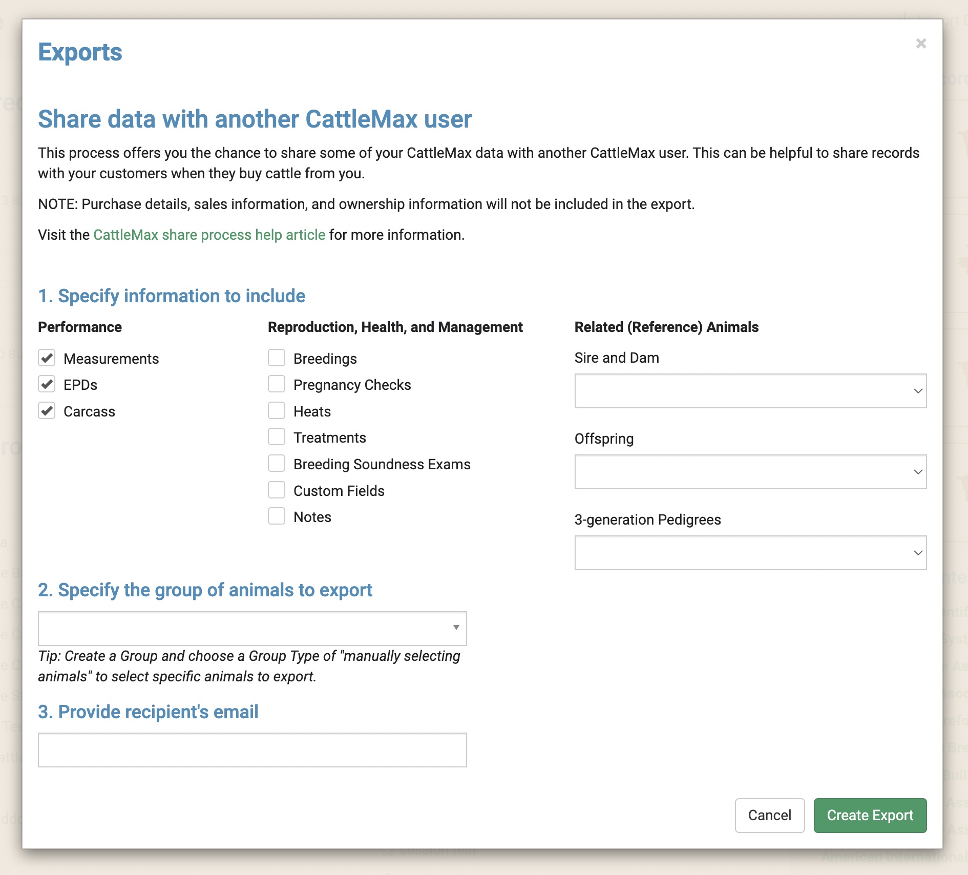 Sharing a copy of your CattleMax records with your customers - CattleMax