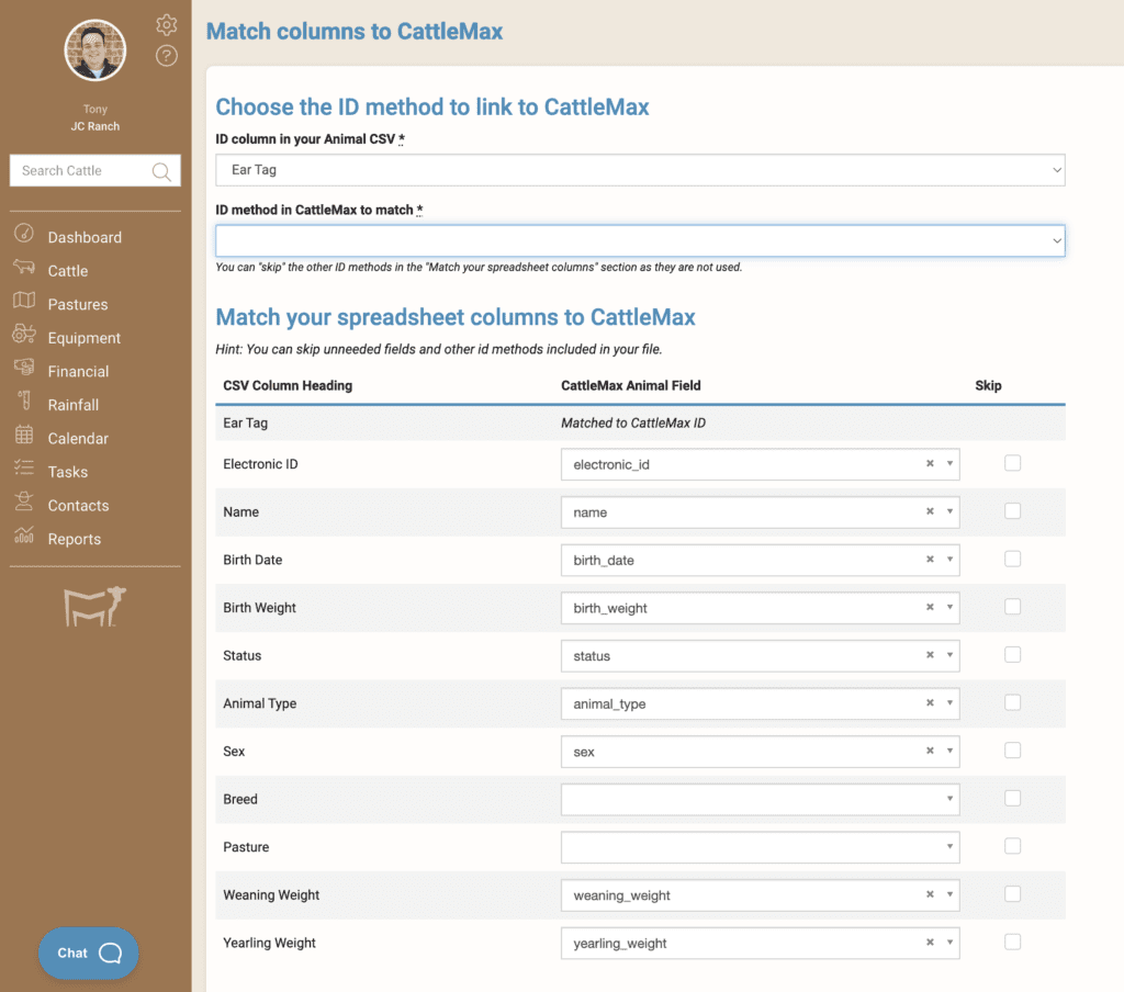 Spreadsheet Import Tool - CattleMax