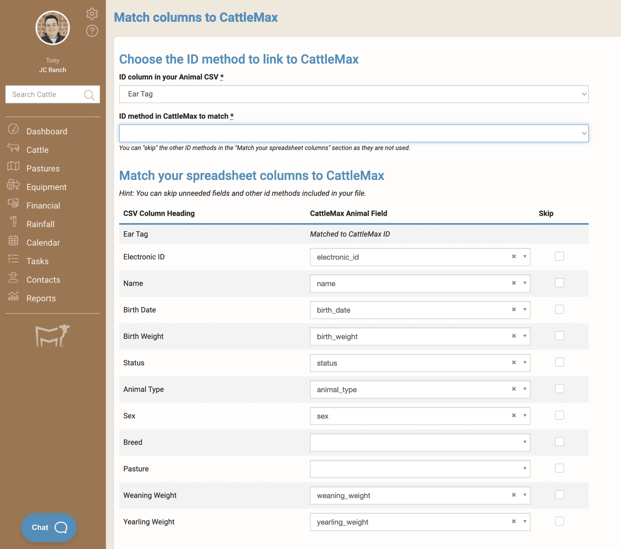 Spreadsheet Import Tool - CattleMax